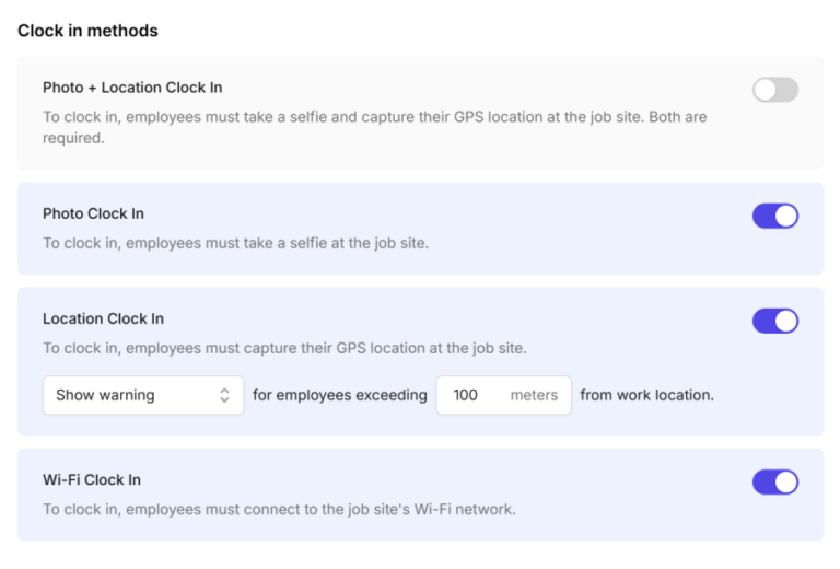 Manage clock-in methods on Camelo – Camelo Help Center