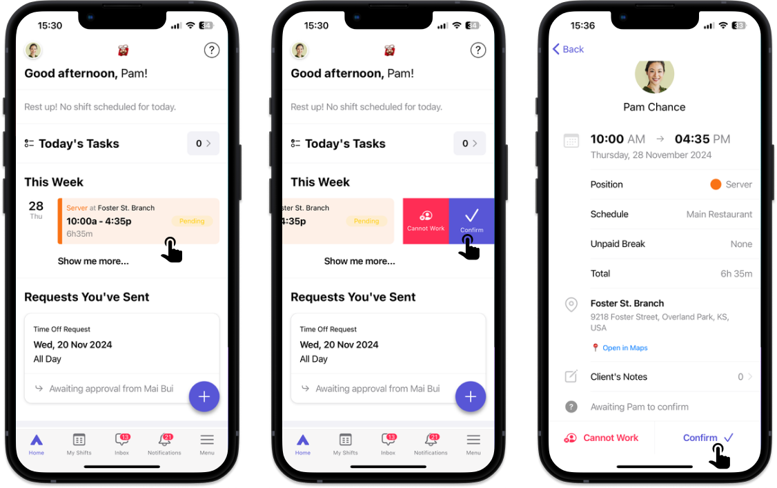 Confirm/reject an assigned shift – Camelo Help Center