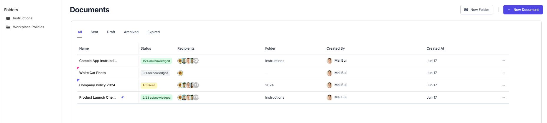 Team Documents on Camelo – Camelo Help Center